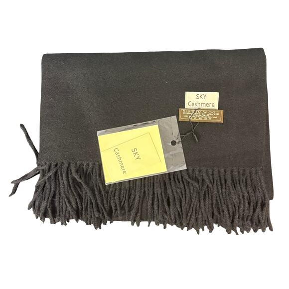 Sky Cashmere | Accessories | Sky Cashmere Black Nwt 0 Cashmere Fringe ...
